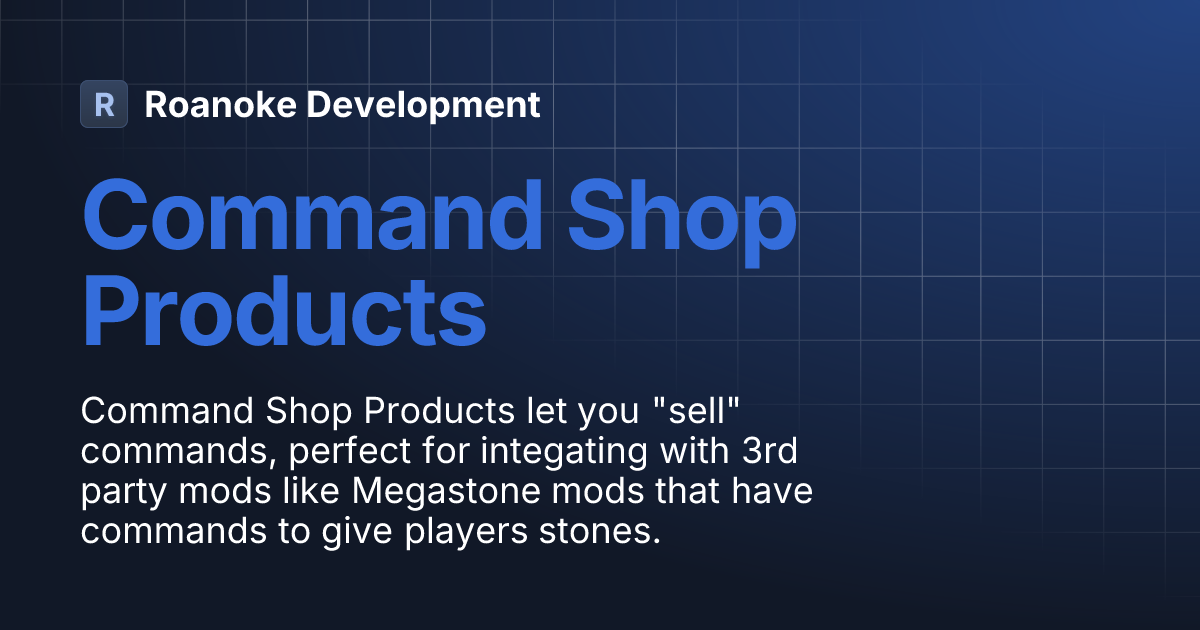 Command Shop Products | Roanoke Development